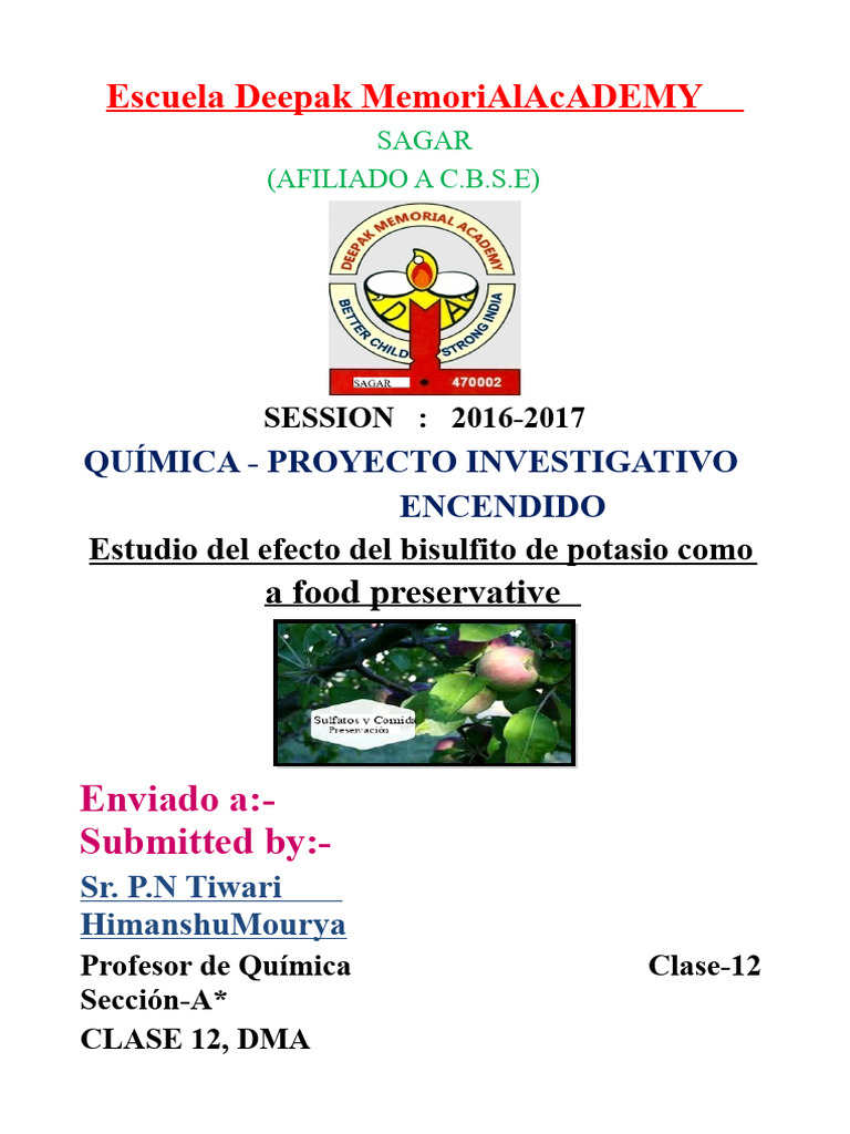 bisulfito de potasio como conservante alimentario | PDF | Alimentos ...