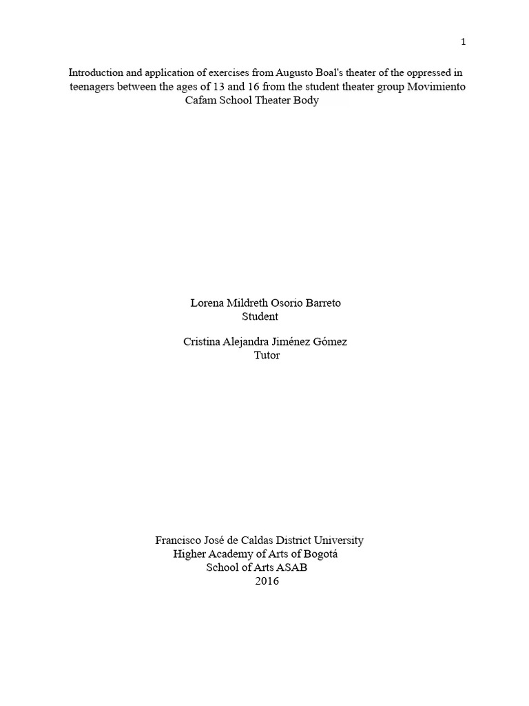 Theater of The Oppressed Exercises | PDF | Adolescence | Theatre