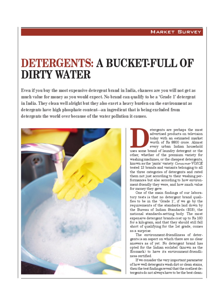 Detergents:: A Bucket-Full of Dirty Water | PDF | Detergent | Surfactant