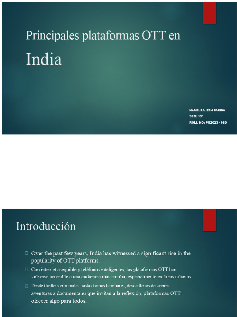 Las principales plataformas OTT en India ppt 1 | PDF | Google Play ...