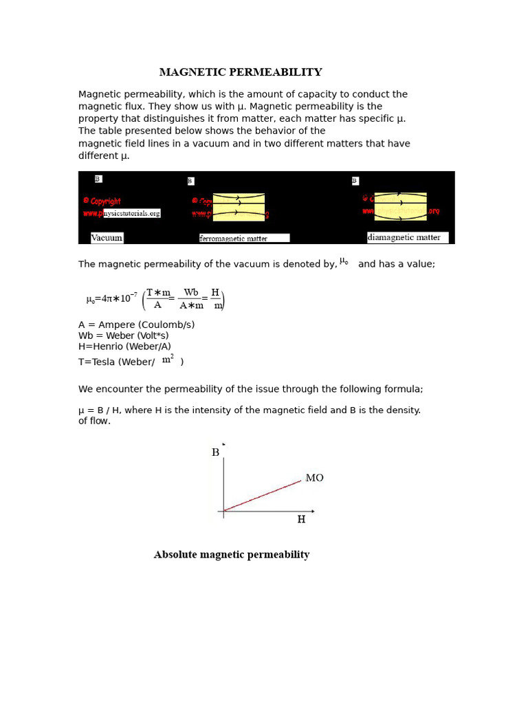 Magnetic permeability | PDF | Magnetism | Ferromagnetism