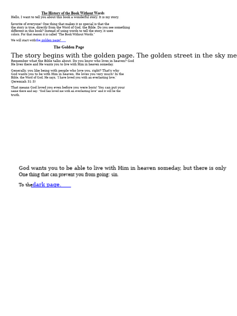The Book Without Words: Salvation Colors | PDF | Jesus | Salvation