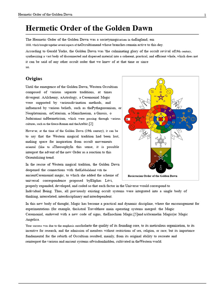 Hermetic Order of The Golden Dawn | PDF | Hermeticism | Esoteric ...