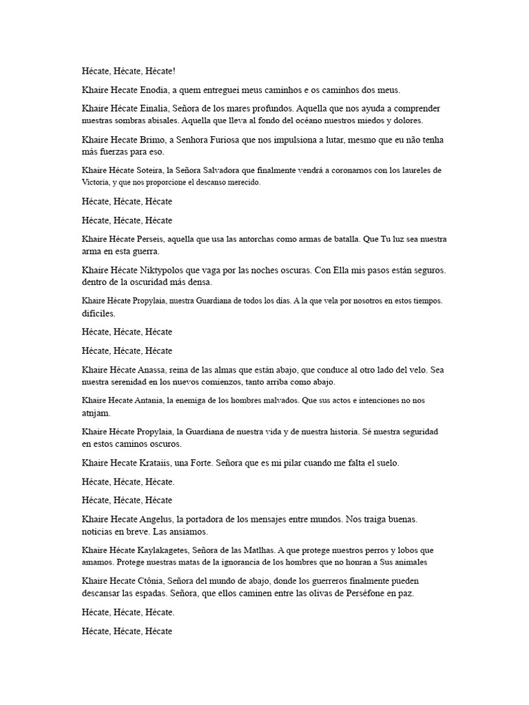 Invocaciones a Hécate: Luz y Protección | PDF