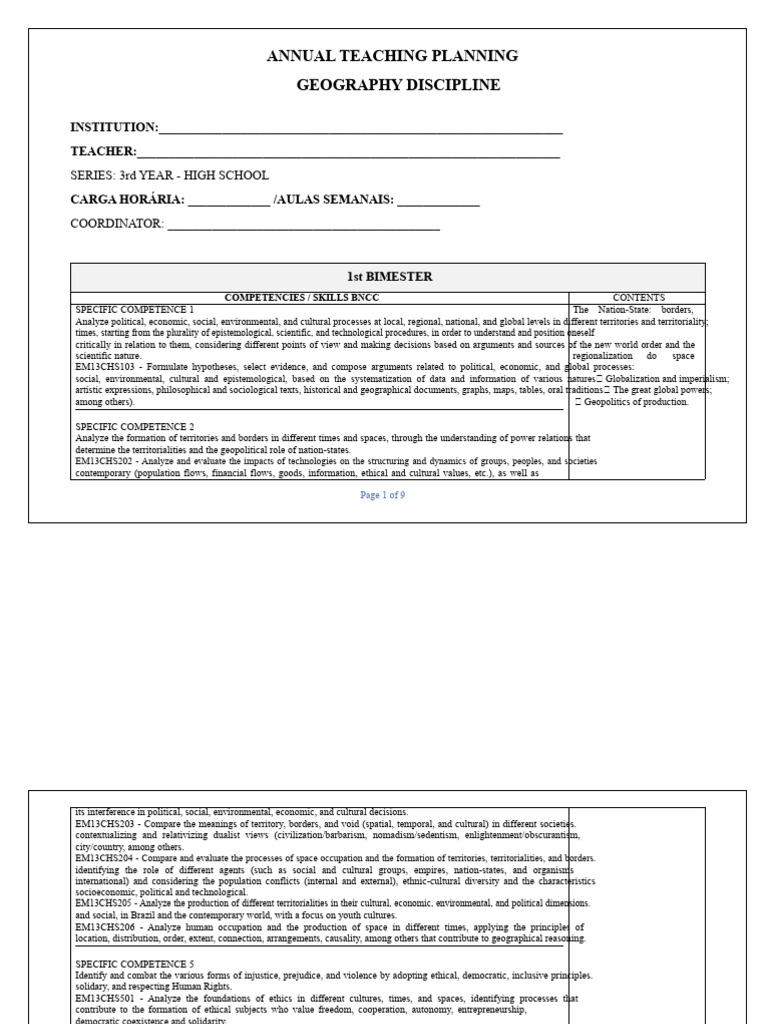 Geography Planning 3RD Year High School | PDF | Geography | Epistemology