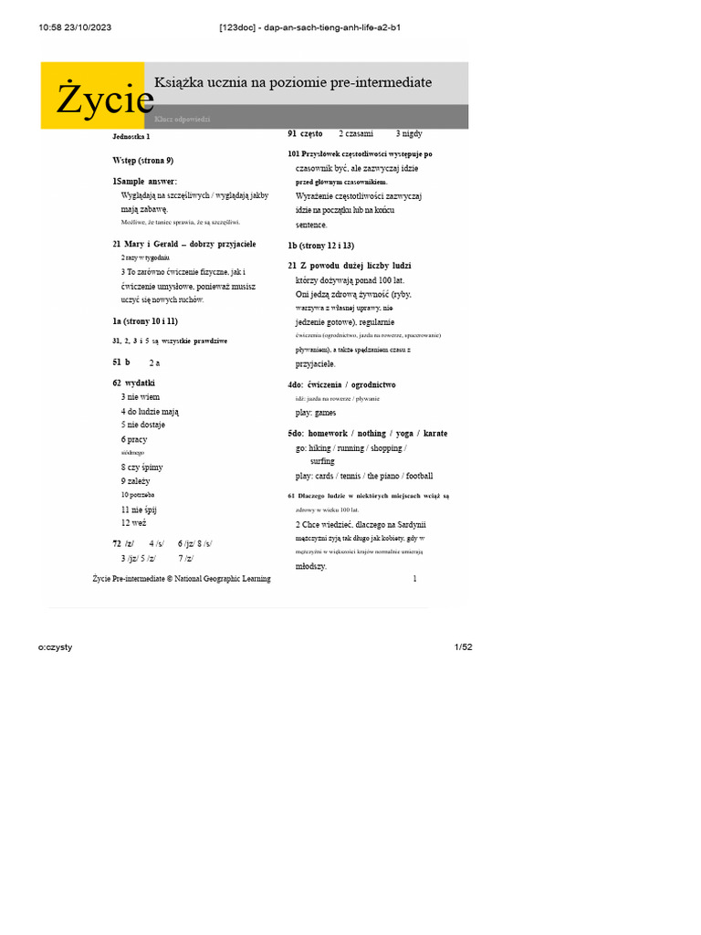 [123doc] - dap-an-sach-tieng-anh-life-a2-b1 | PDF