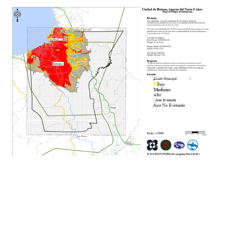 Mapa de Peligro de Inundación de 5 Años de la Ciudad de Butuan, Agusan ...