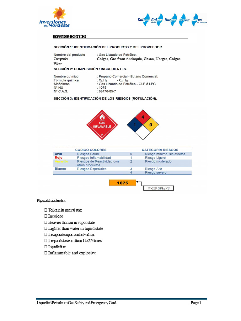 Safety and Emergency Card For LPG | PDF | Liquefied Petroleum Gas ...