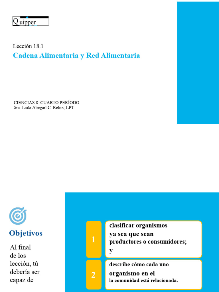 Ciencia 8 18.1 Cadena Alimentaria y Red Alimentaria | PDF | Red ...