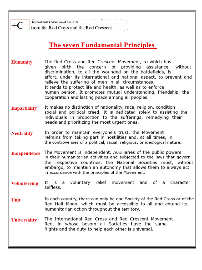 Seven Fundamental Principles of Red Cross | PDF
