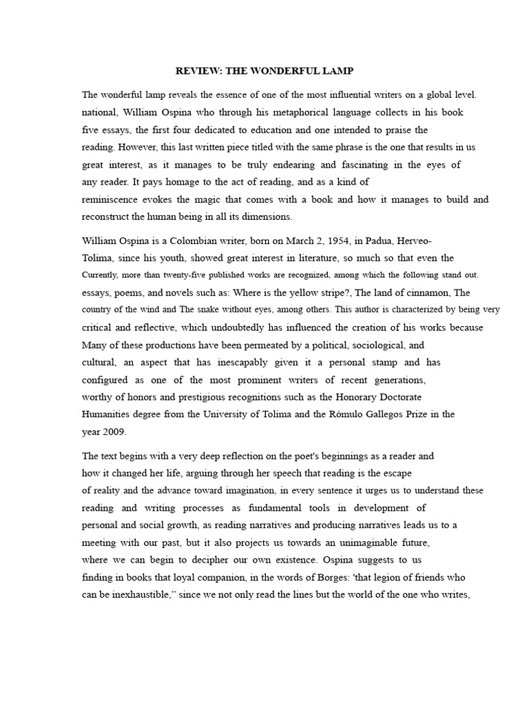 ESSAY THE WONDERFUL LAMP | PDF | Feeling