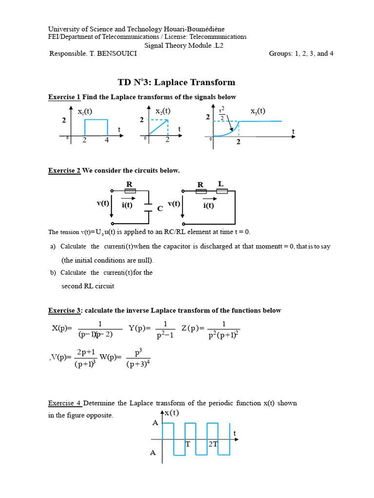 TD N3_ts -solution | PDF | Laplace Transform | Electronics