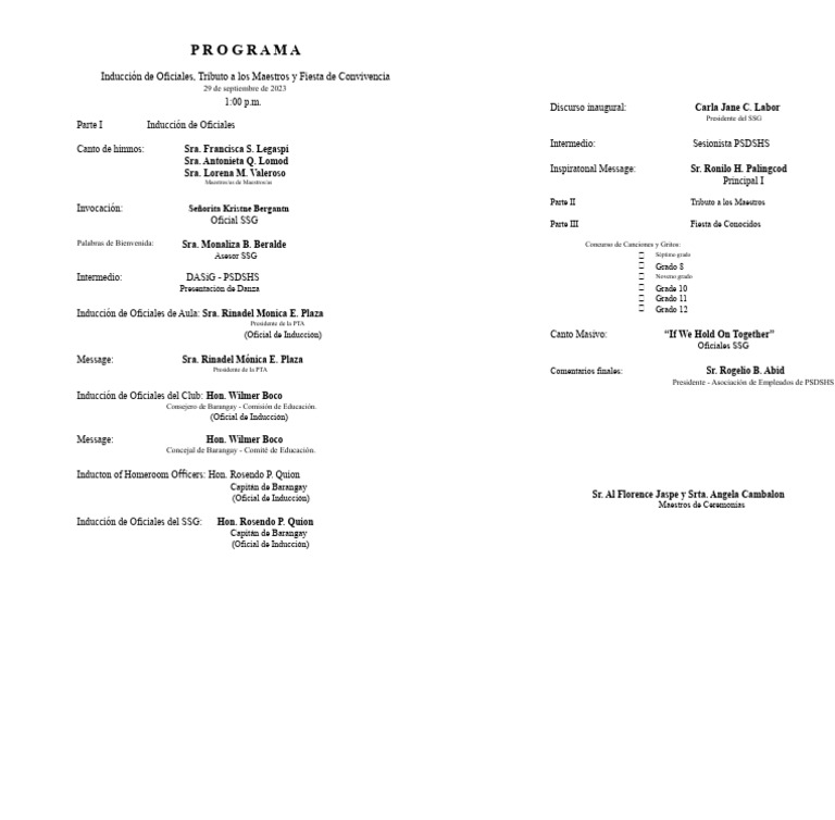 Programa de toma de juramento | PDF