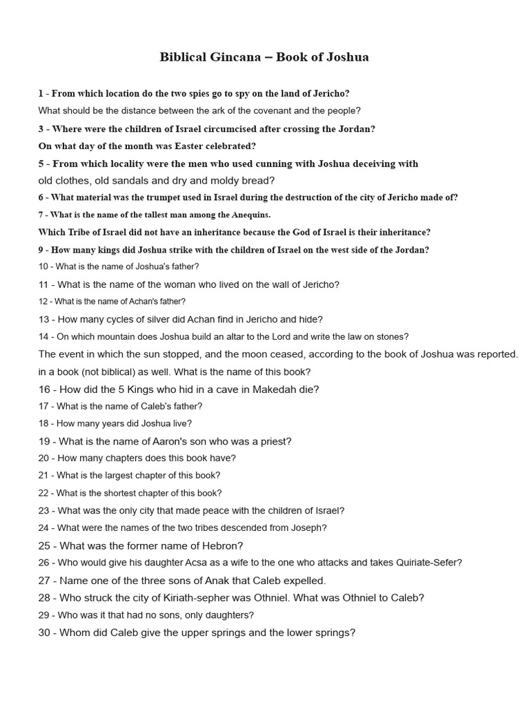 Biblical Scavenger Hunt - Book of Joshua | PDF