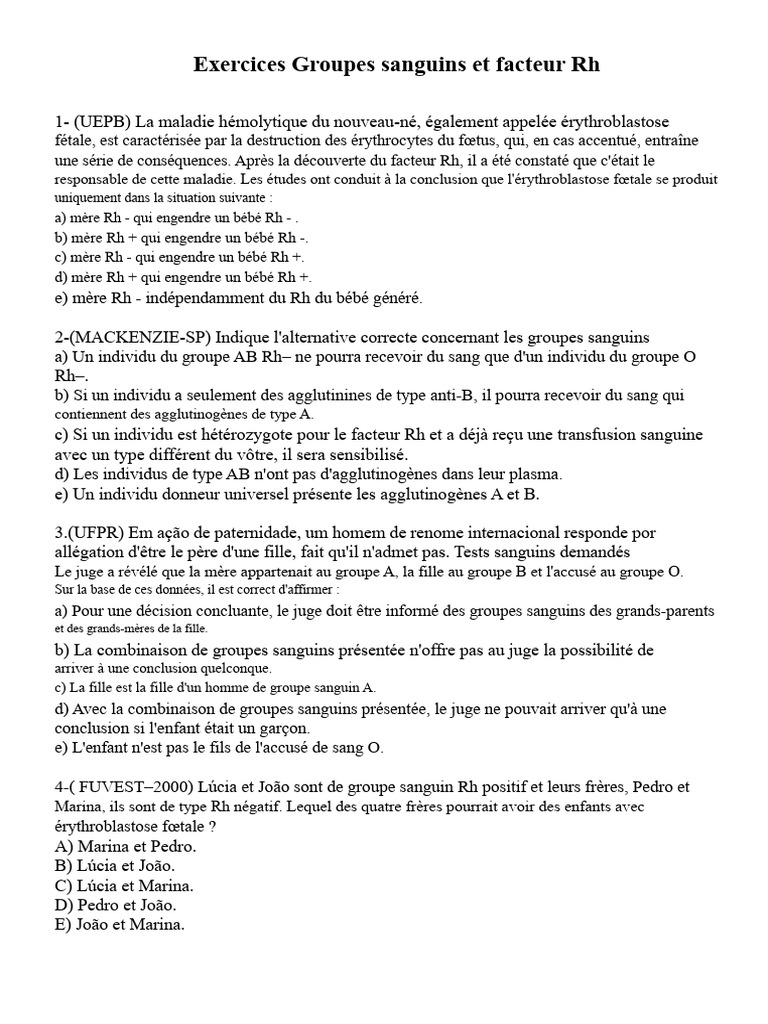 Groupes sanguins et érythroblastose fœtale | PDF | Groupe sanguin ...