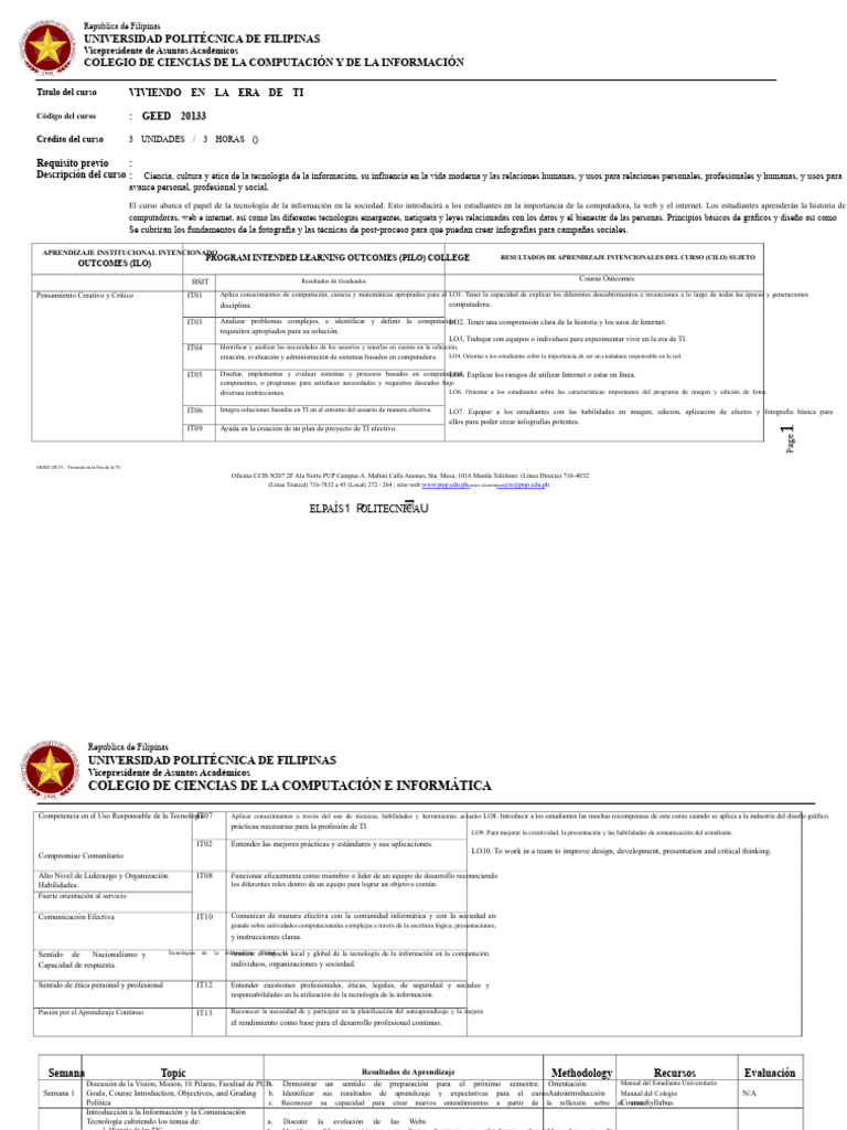 GEED-20133-Viviendo en la Era de la TI-Syllabus2022 | PDF | Informática ...
