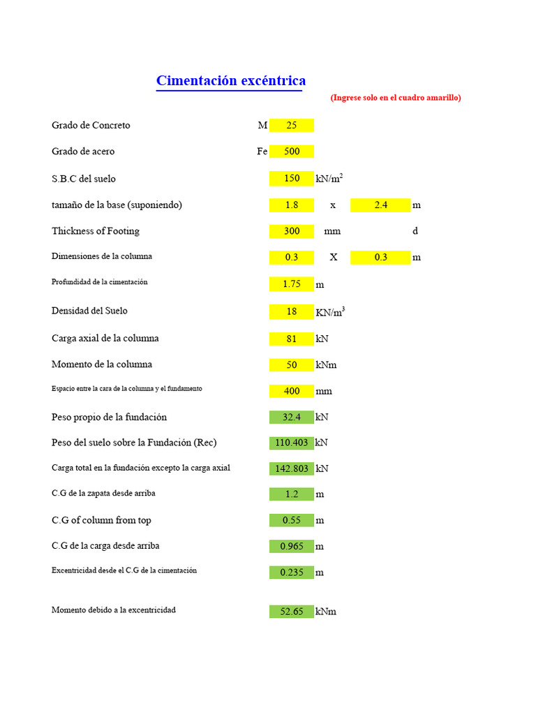 Cimentación Excéntrica: Cálculos y Seguridad | PDF | Fundación ...