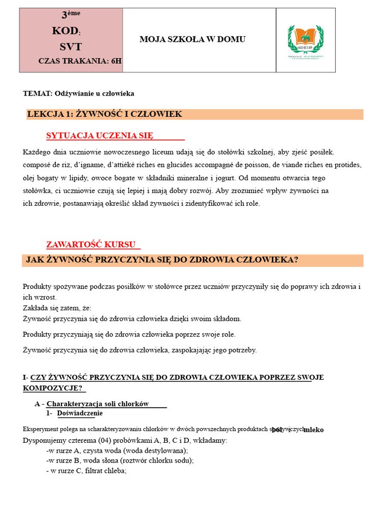 Zajęcia z biologii 3 klasa APC Szkoła online | PDF