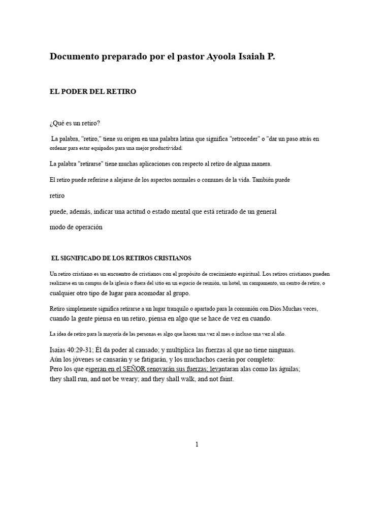 El Poder del Retiro por el Pastor Ayoola | PDF | Shabat | Moisés