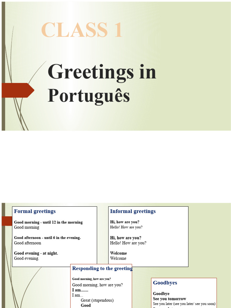 Greetings in Portuguese | PDF | Mock Combat