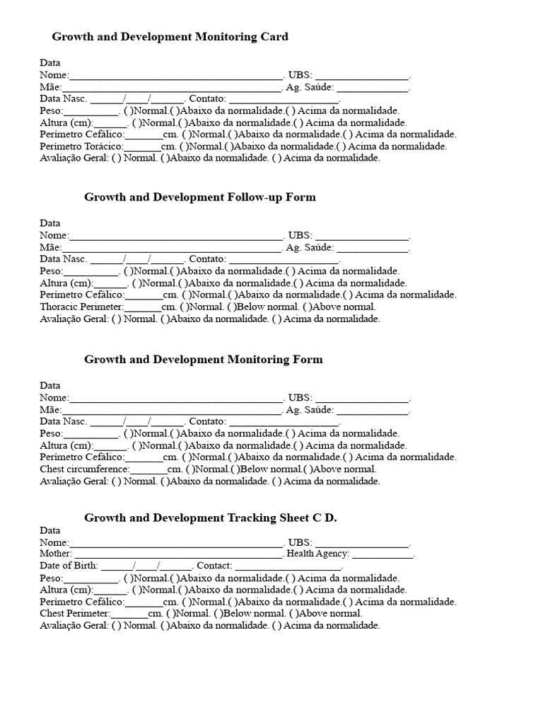Growth and Development Monitoring Form C D | PDF