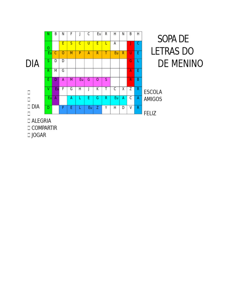 Sopa de Letras do Dia das Crianças | PDF