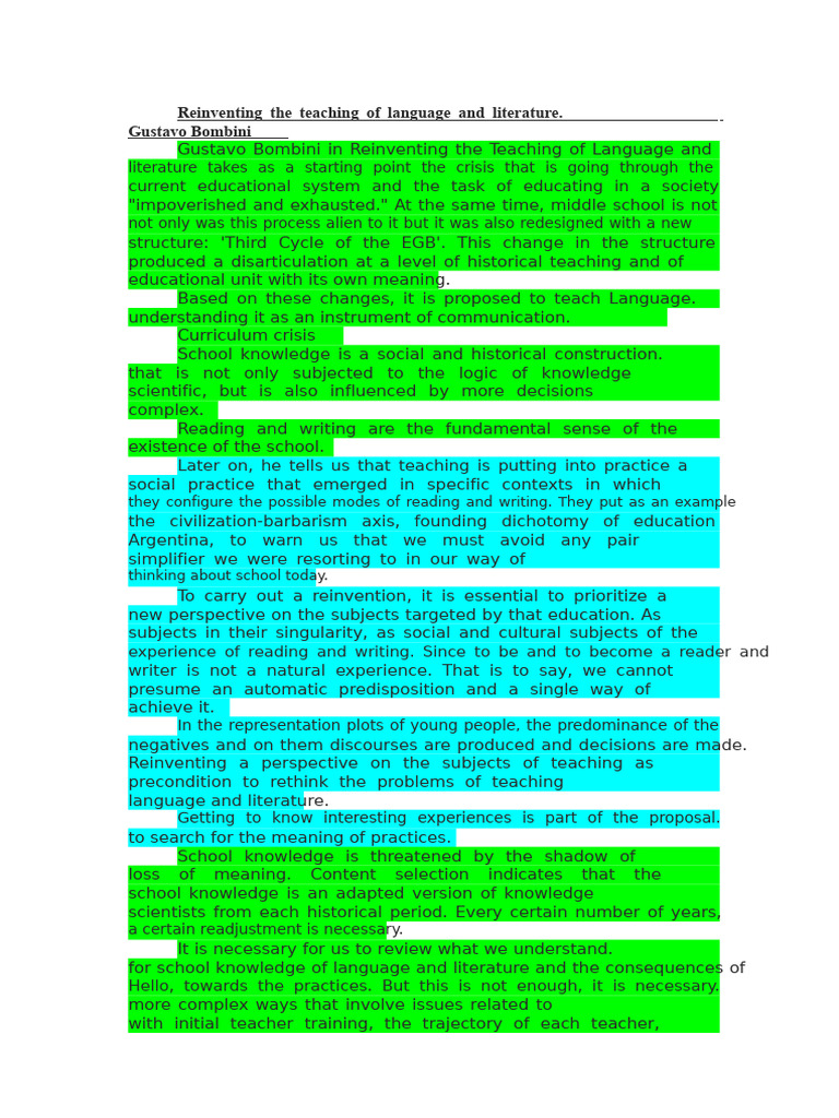 Reinventing Language and Literature Teaching | PDF | Knowledge | Experience