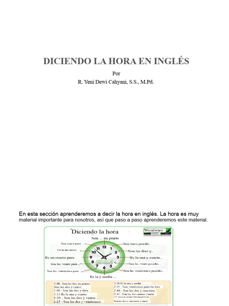 Decir La Hora en Inglés | PDF
