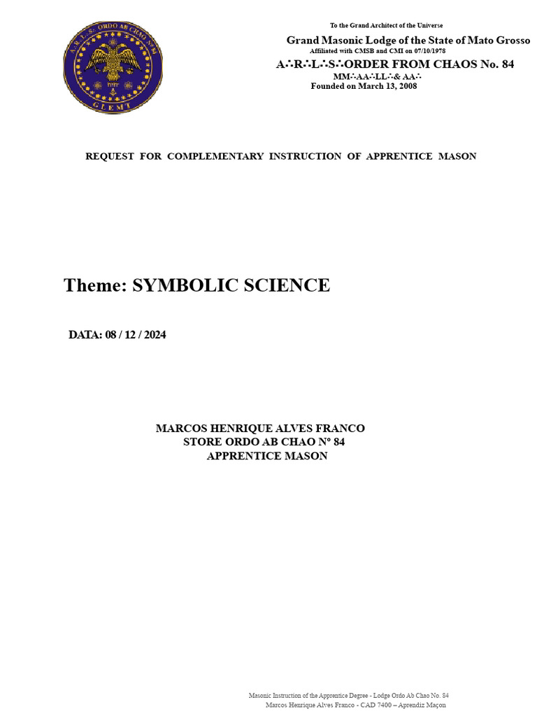 Work Marcos The Symbolic Science | PDF | Symbols | Freemasonry
