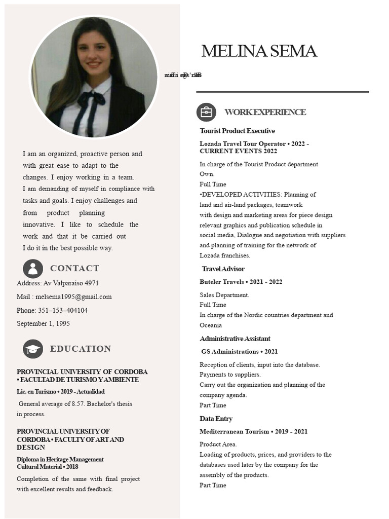 Curriculum Vitae - Melina Sema | PDF | Tourism