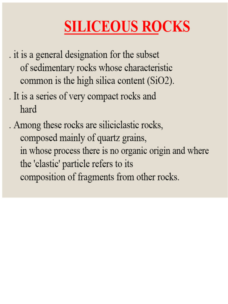 Siliceous Rocks Intro Expo | PDF | Rock (Geology) | Sedimentary Rock
