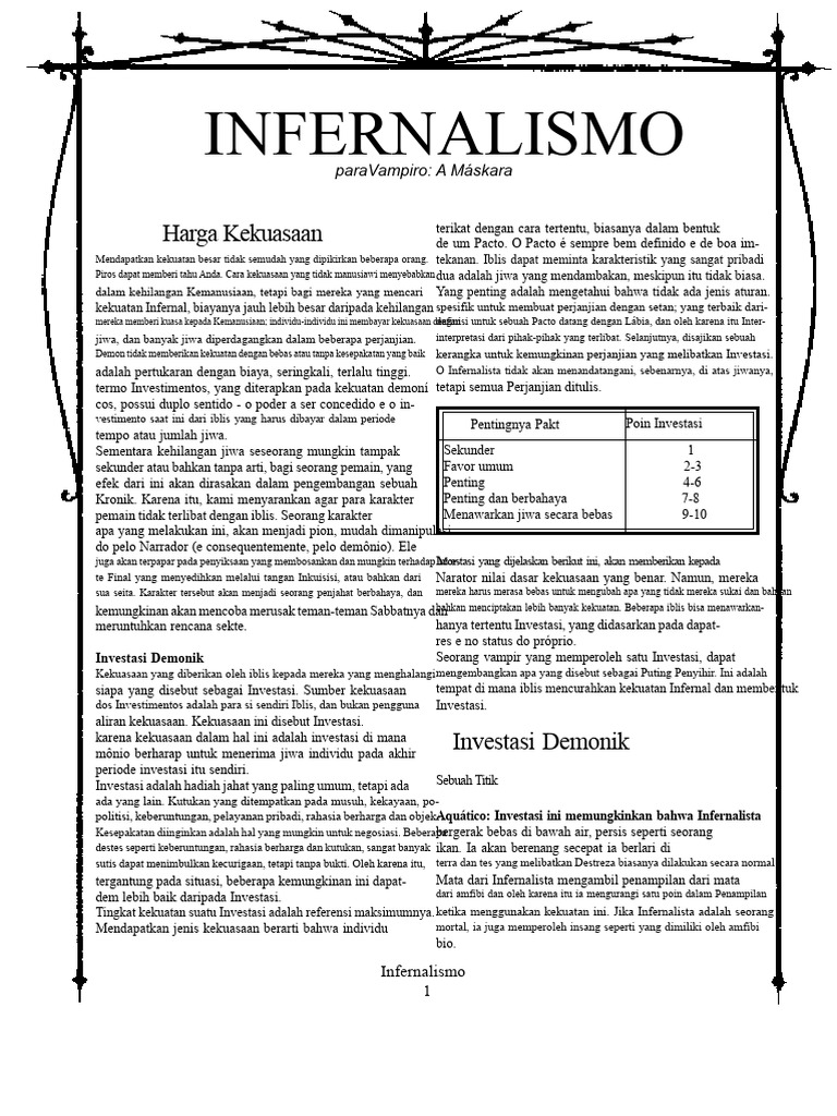 Buku - Vampir - Topeng - Infernalism (RPGBR) | PDF