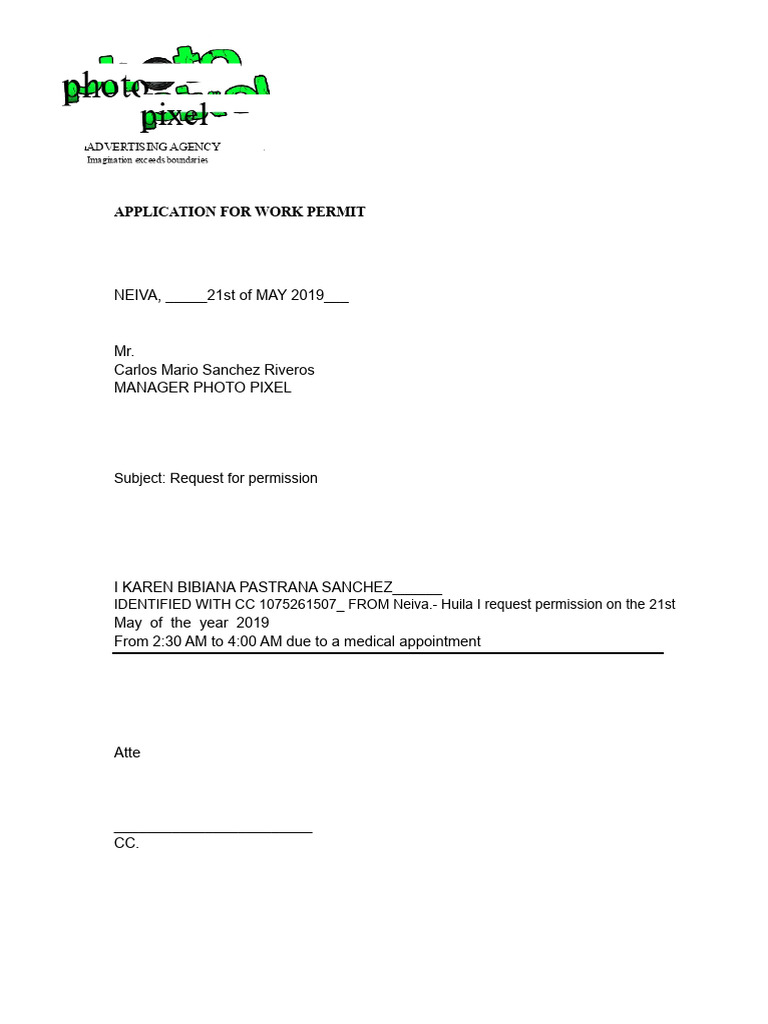 Work Permit Application for Medical Appointment | PDF