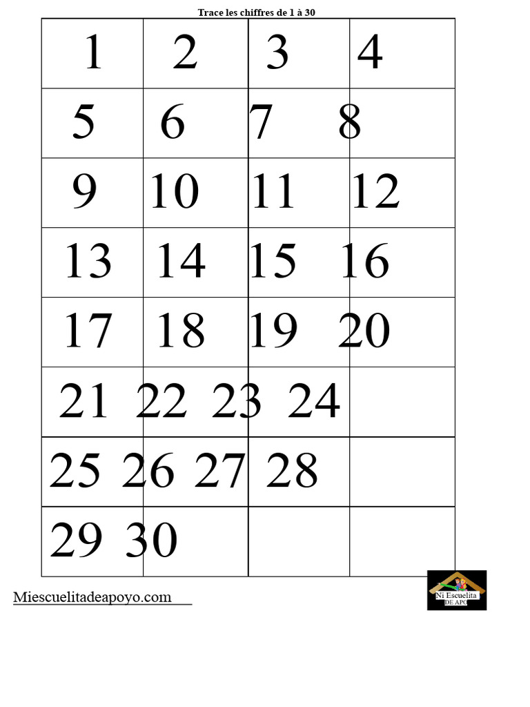 Apprendre les nombres de 1 à 30 | PDF