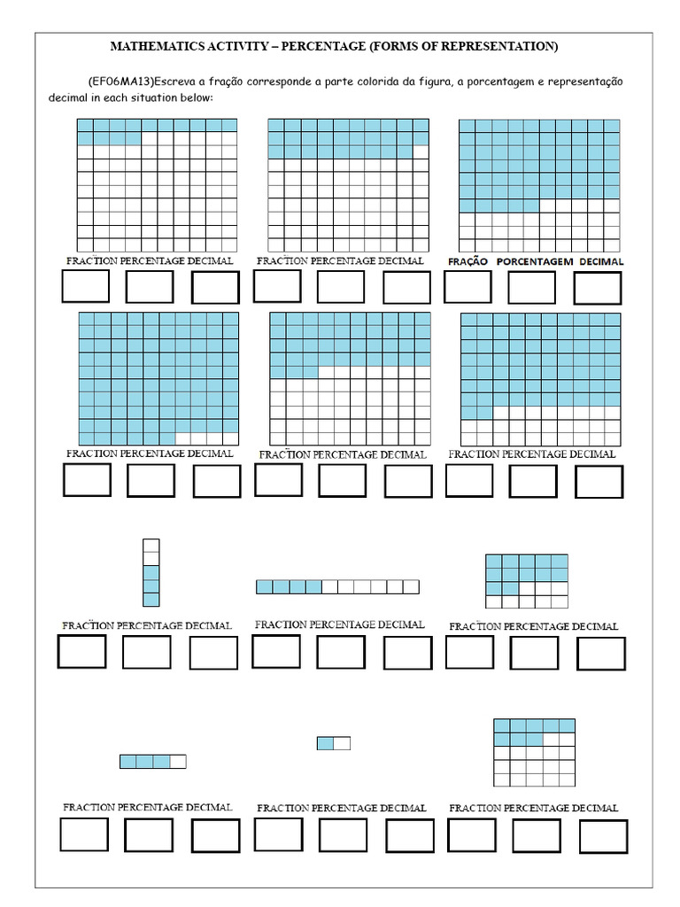 ACTIVITY - PERCENTAGE (FORMS OF REPRESENTATION) - EF06MA13 | PDF