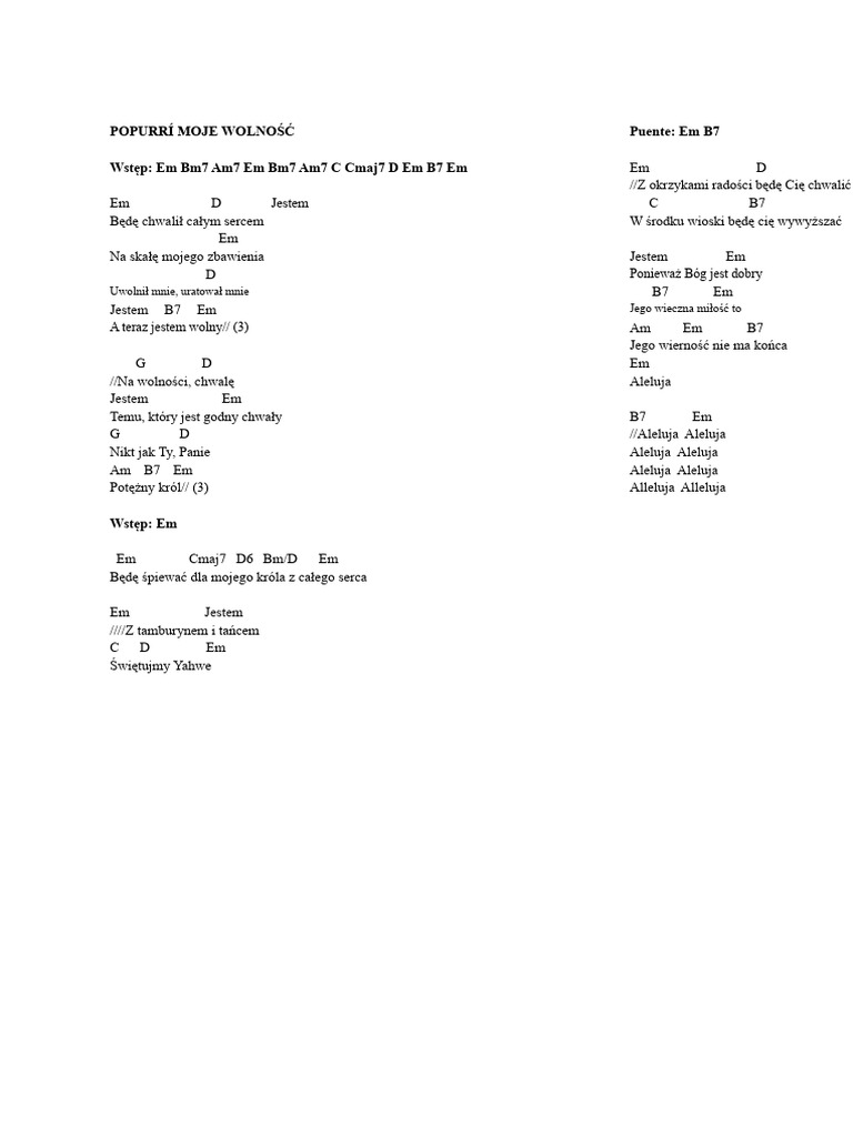 Popurri Moja Wolność | PDF