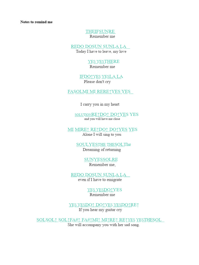 Emotional Song Lyrics and Notes | PDF