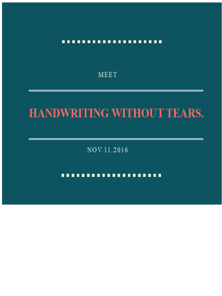 Handwriting Without Tears Overview | PDF | Learning | Education Theory