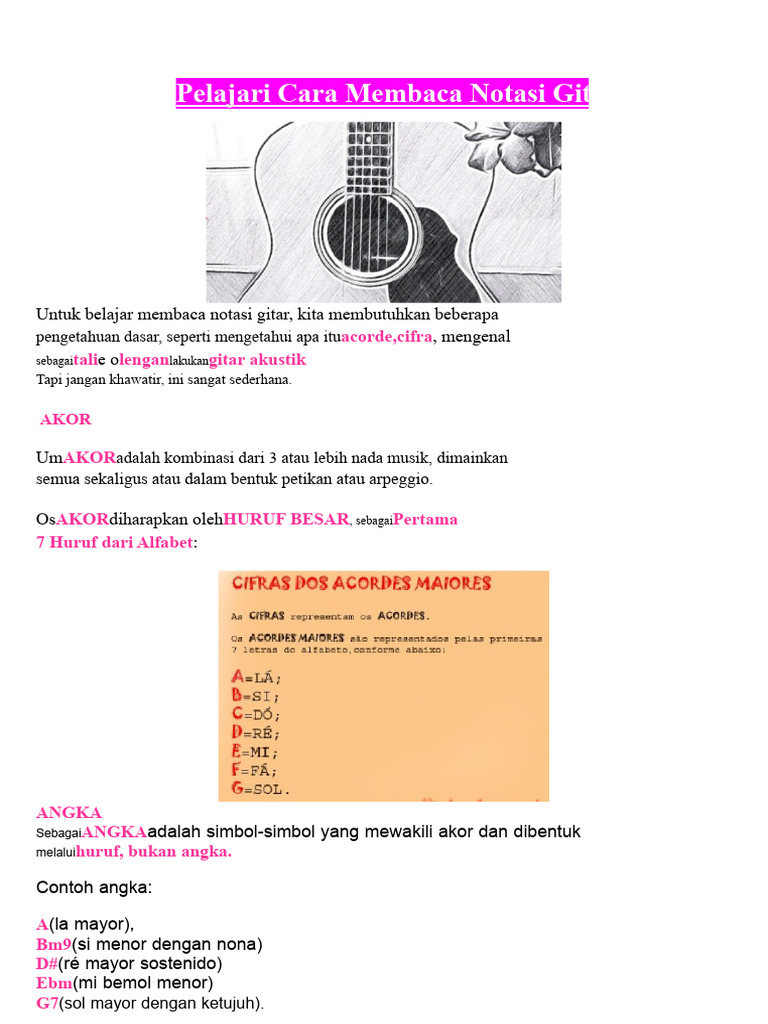 Untuk Belajar Membaca Notasi Dari | PDF