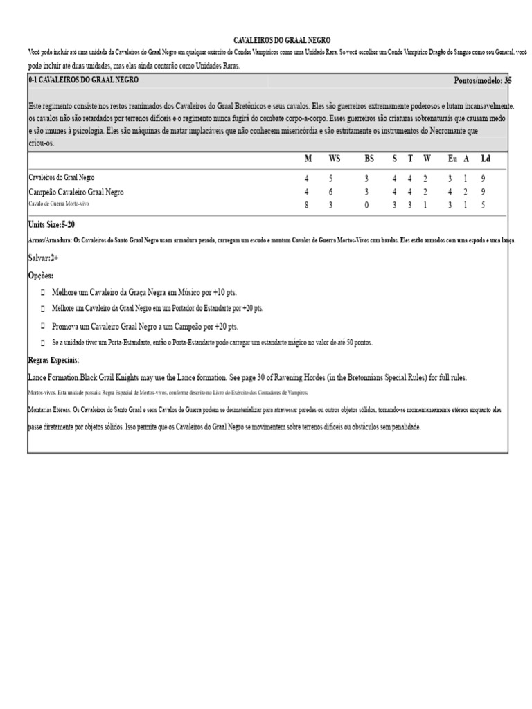 Cavaleiros do Graal Negros - Contas de Vampiro | PDF | Cavalaria ...