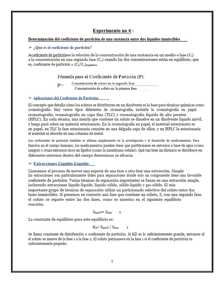 Coeficiente de Partición Del Ácido Benzoico | PDF | Cromatografía ...