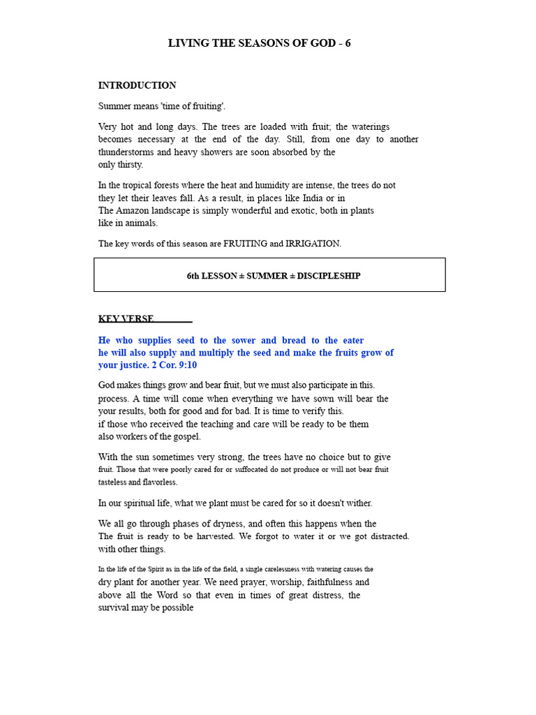 Living the Seasons of God - 6 | PDF | Ministry Of Jesus | Christian ...