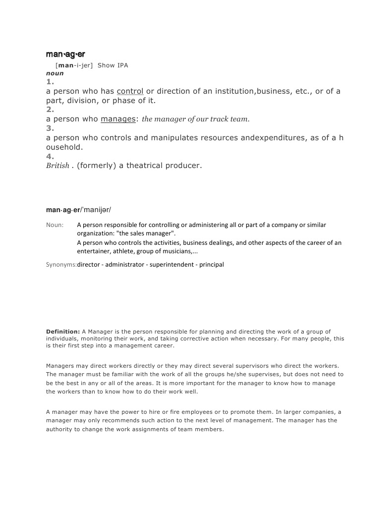 Understanding the Role of a Manager | PDF