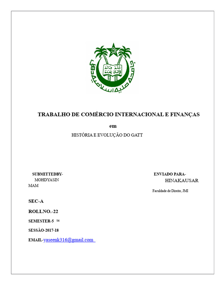 História do GATT | PDF | Acordo Geral sobre Tarifas e Comércio ...