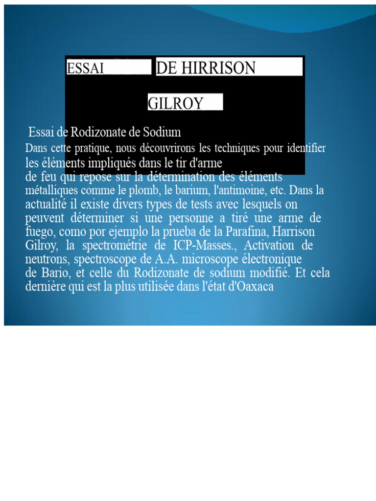 Test de Rodizonate de Sodium en Balistique | PDF