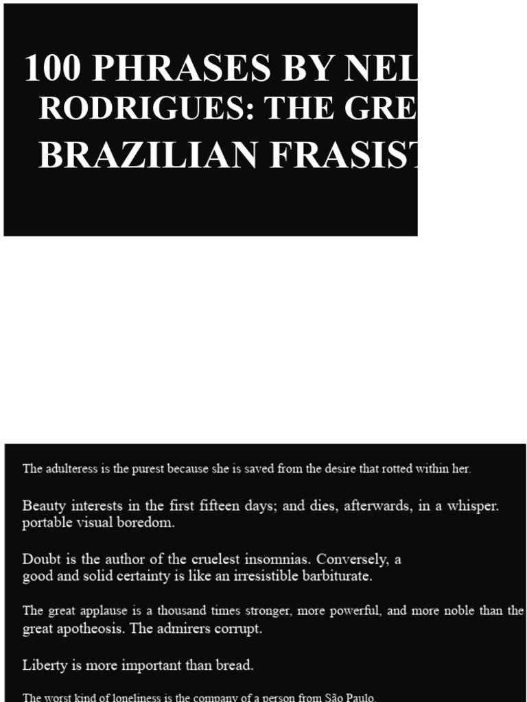 100 Provocative Phrases by Nelson Rodrigues | PDF
