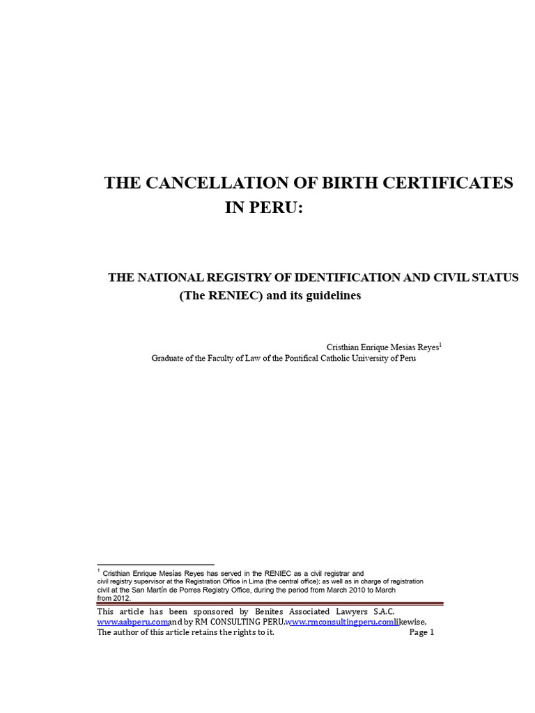 The Cancellation of Birth Certificates in Peru - Cristhian Enrique ...