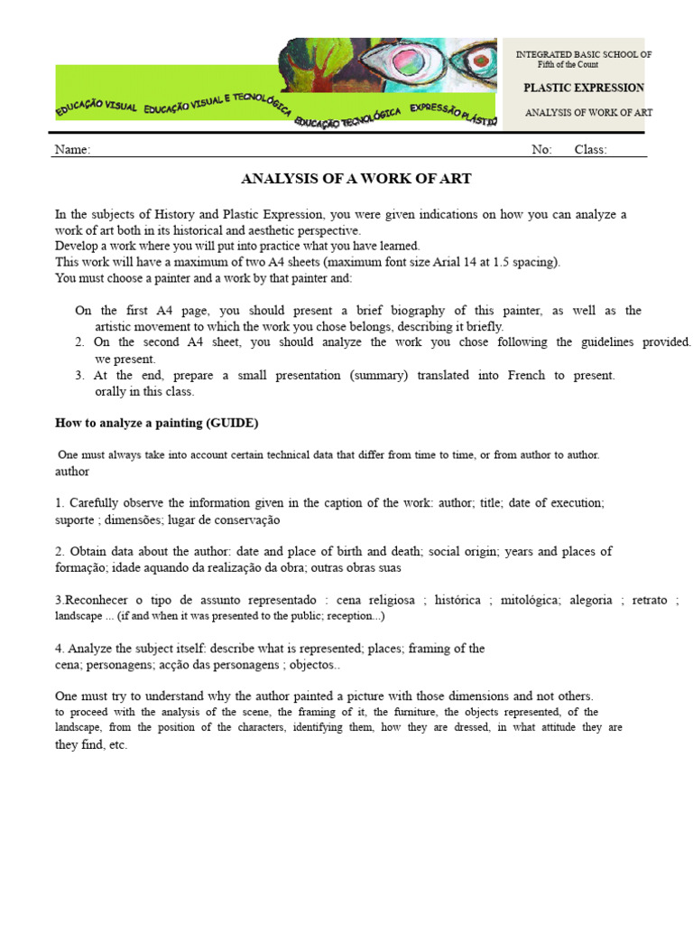 Art Analysis Guide for Students | PDF | Composition (Visual Arts) | The ...