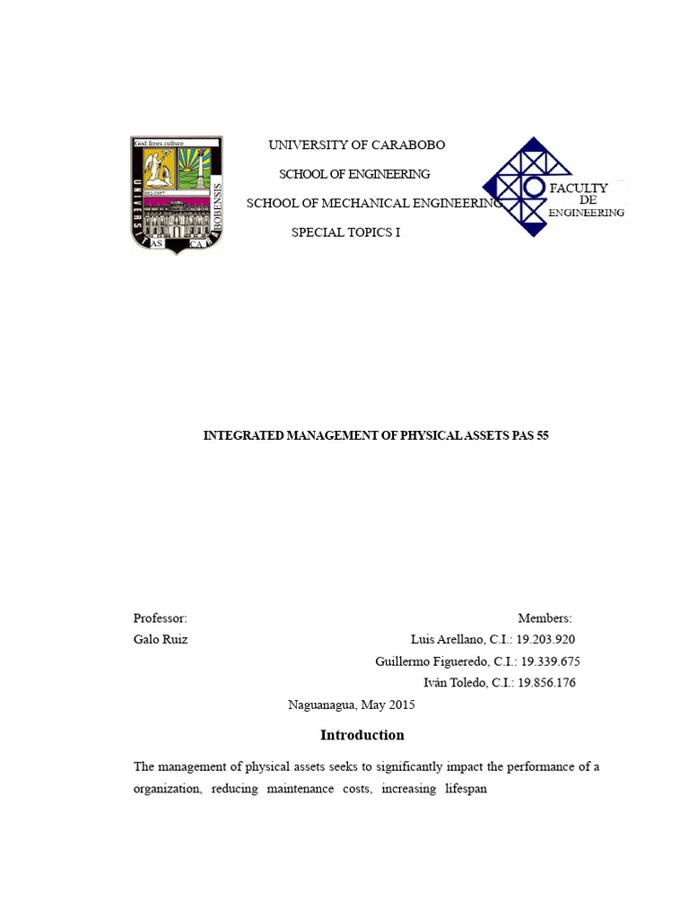 Integrated Management of Physical Assets PAS 55 | PDF | Cost Of Living ...