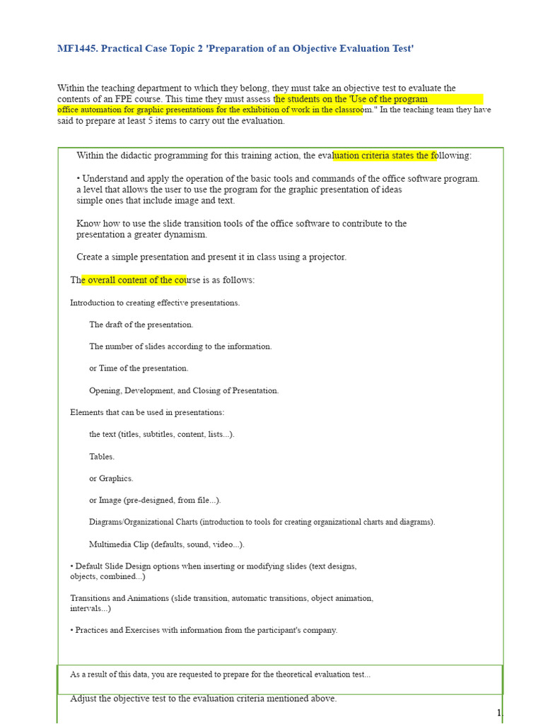 Objective Evaluation Test Preparation Guide | PDF | Multiple Choice ...